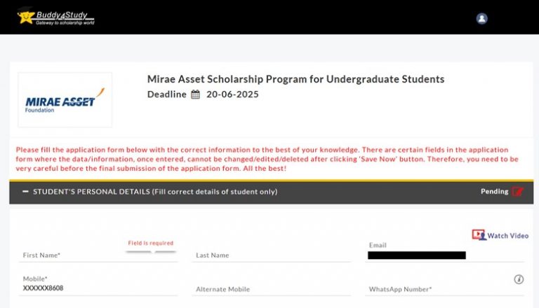 Mirae Asset Scholarship 2025–26 – UG & PG Apply Online
